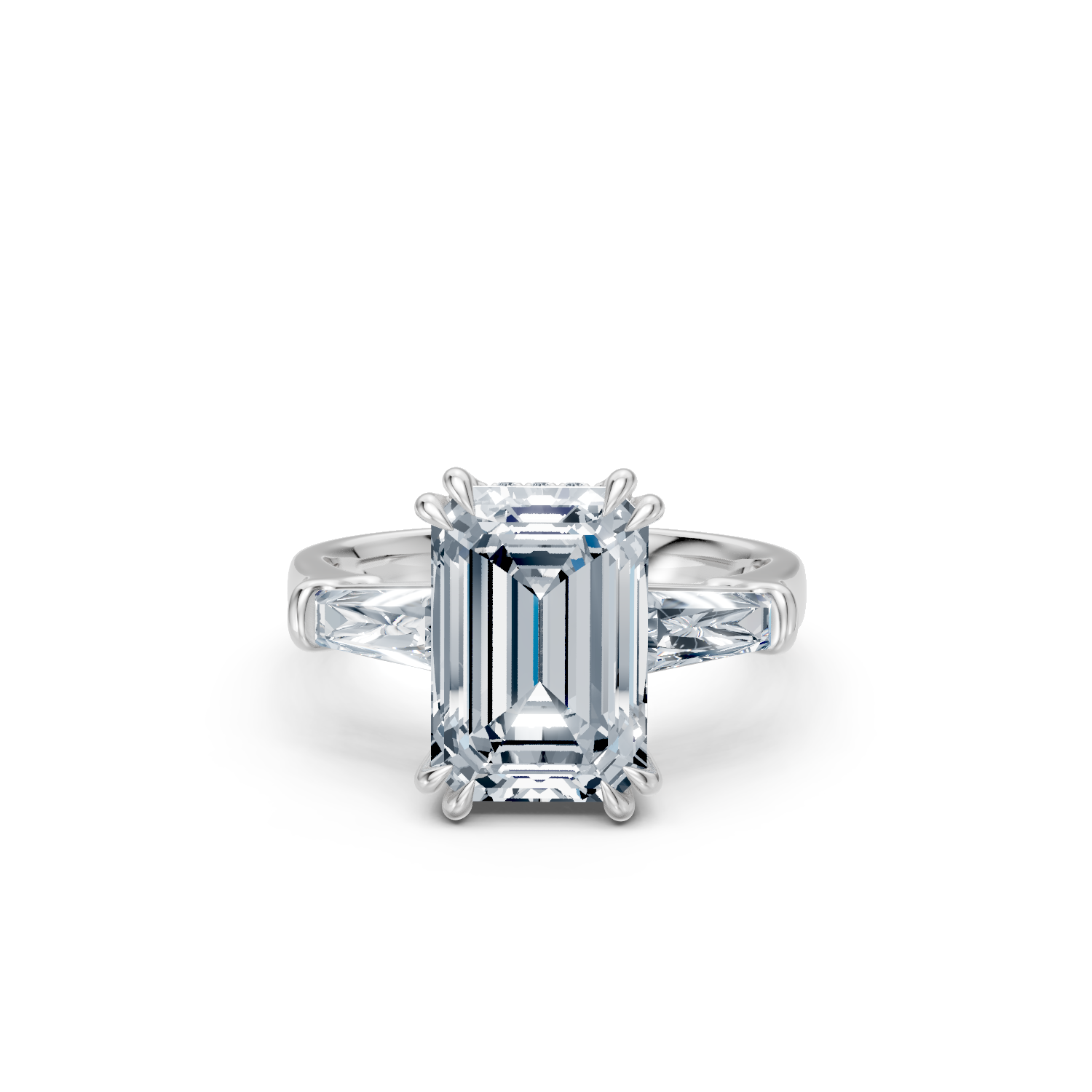 Emerald Cut Three Stone Ring White Gold | ROVA Brilliance